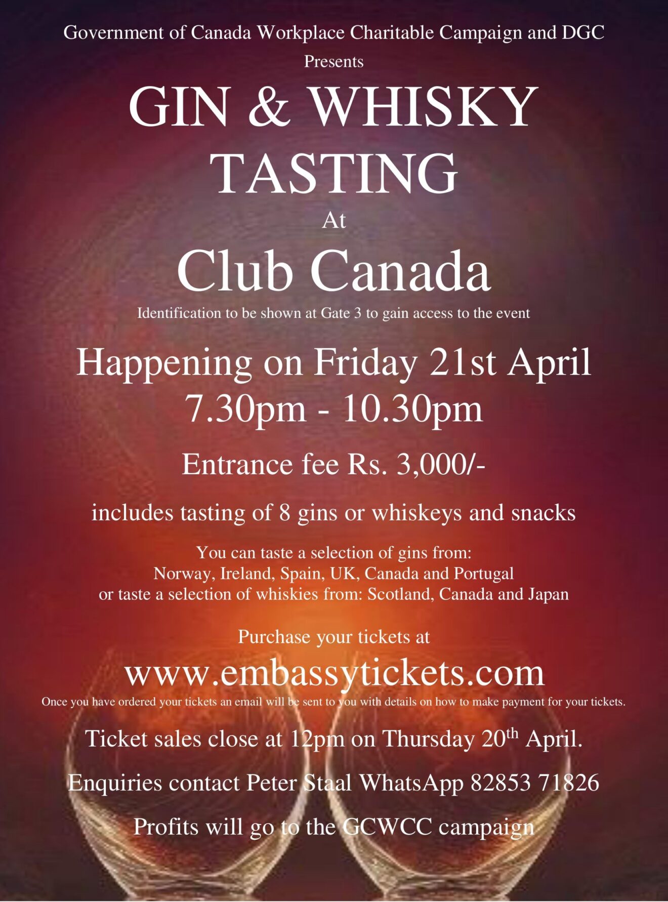 GIN & WHISKY TASTING – Embassy Tickets